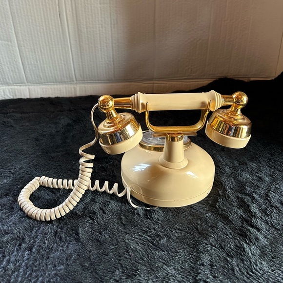 Accents | Vintage Cream And Gold Rotary Phone | Poshmark